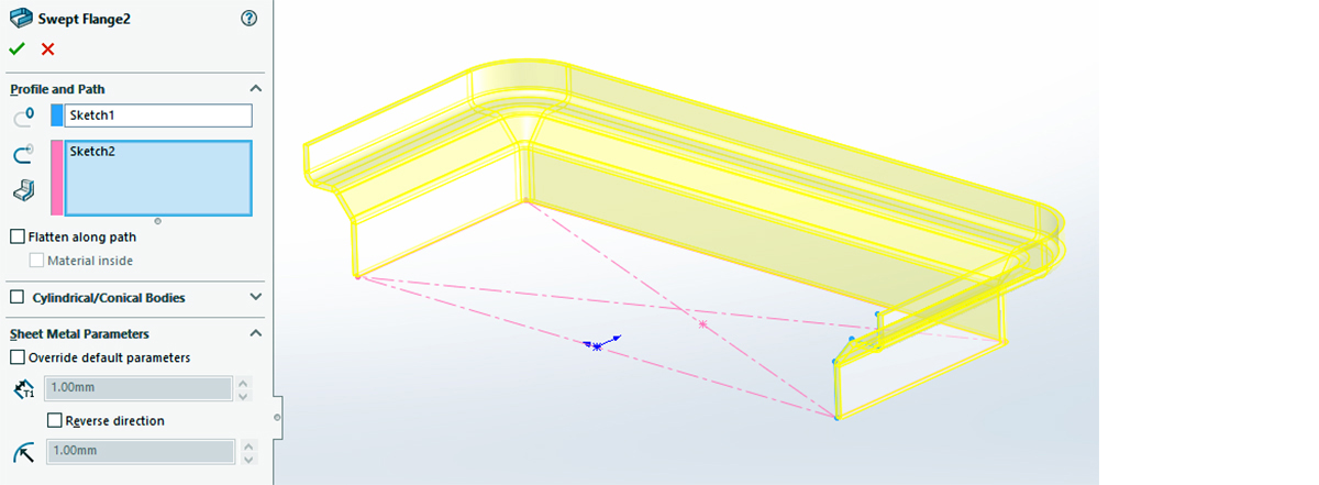 Krivuljni izvlek prirobnice (Swept Flange)