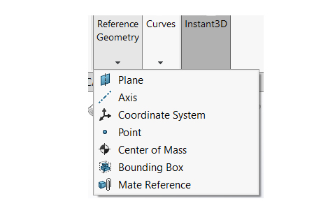 Orodja za dodajanje referenčne geometrije (ravnina, srednjica ...